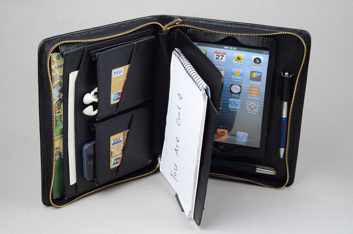 Ipad Leather Portfolio Case With Long Shoulder Strap Crossbody - Etsy