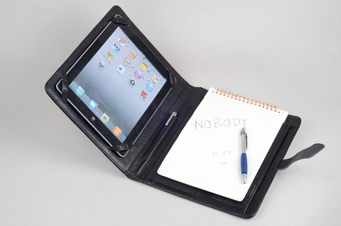 Full Grain Leather iPad Folio Cover: Notepad & Photo Pocket - Etsy ...