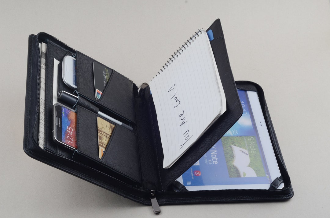 Black Leather Samsung Galaxy Tablet Folio Case: A5 Notepad Business ...