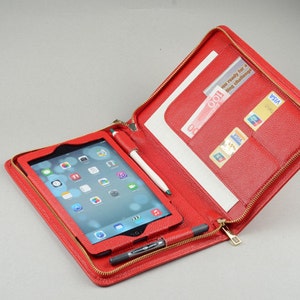 Red Ipad Mini Portfolio With Notepad Holder Ipad Purse Case - Etsy