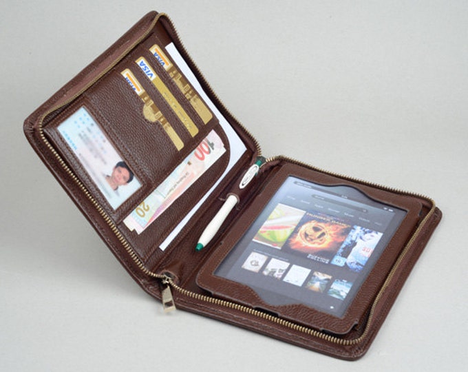 Coffee Full Grain Leather Kindle Fire HD 7 Inch Portfolio Case Leather ...