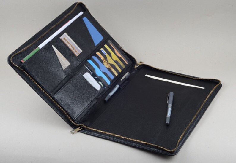 Writing Journal Business Portfolio Case Black Leather With - Etsy