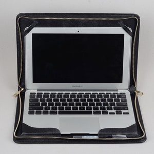 Leather Zipper MacBook 12 Inch Sleeve Cover With Charger Mouse Pockets ...
