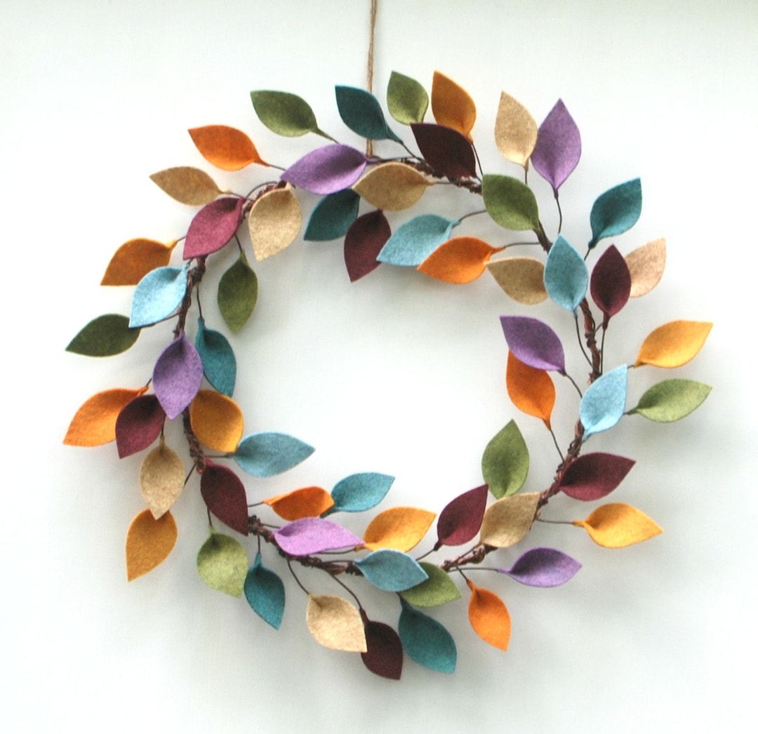 Everyday Front Door Wreath / Autumn Felt Leaf Wreath / as Seen in HGTV ...