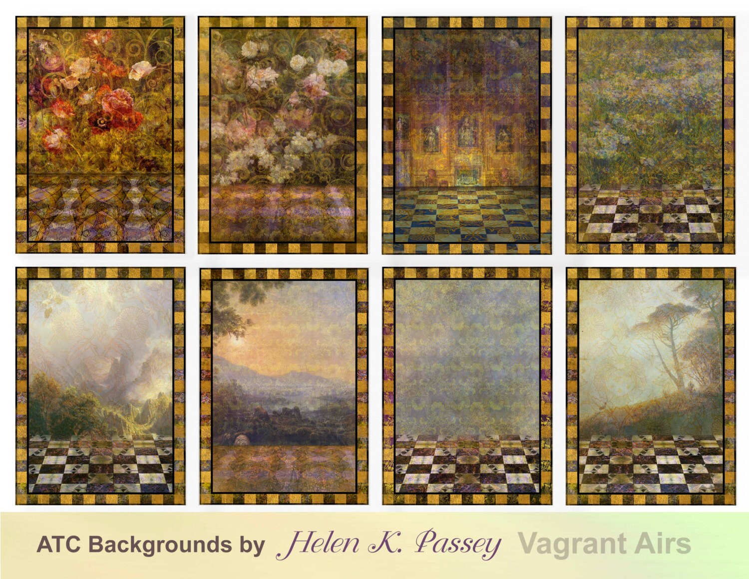 Printable ATC Backgrounds, Bordered Rooms and Landscapes - Etsy