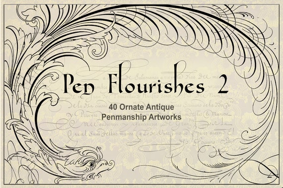 Photoshop Overlays: Romantic Pen Flourishes 2 - Etsy