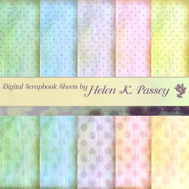 Digital Scrapbook Paper Set Pastel Grunge Polka Dots - Etsy