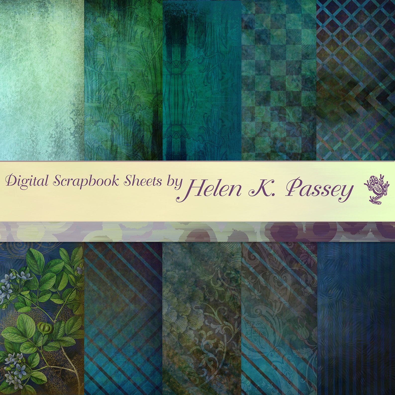 Downloadable Scrapbook Paper Set: Elegant Midnight and Teal - Etsy