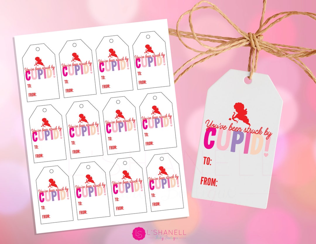 You've Been Struck by Cupid / Valentine Printable Tag / Valentines Gift ...