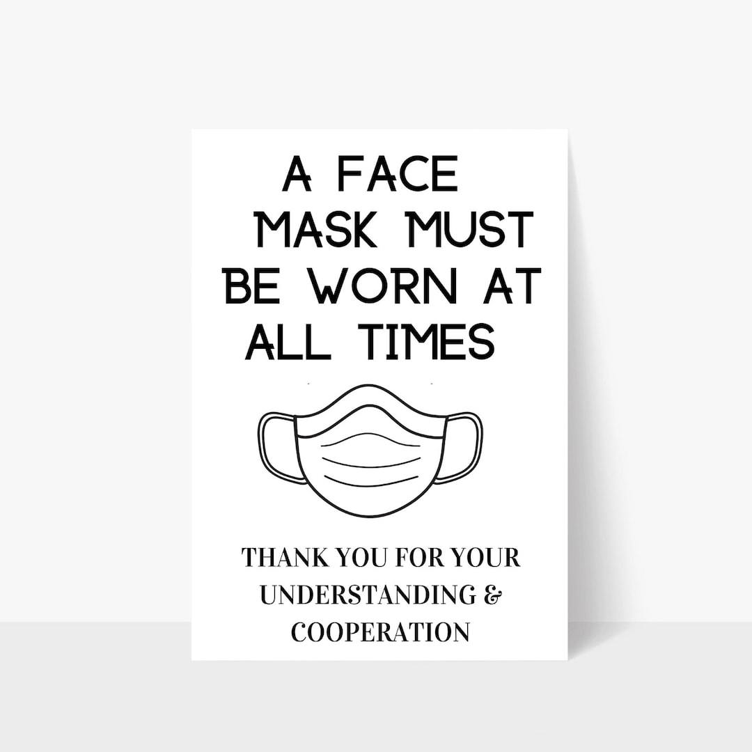 Printable Face Masks Required at All Times Sign / Mask Sign / Mask ...