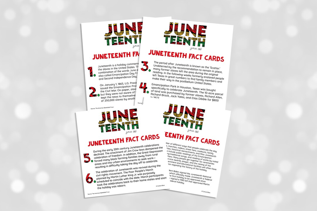 Printable Juneteenth Fact Cards / Juneteenth / Juneteenth Cards ...