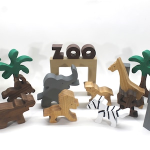 Wooden Zoo Play Set. Has an Entrance Gate, Trees, and Bars for Cages ...