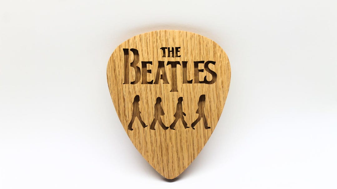 Beatles Guitar Pick Wall Art - Abbey Road Crossing Design - Choose Oak ...