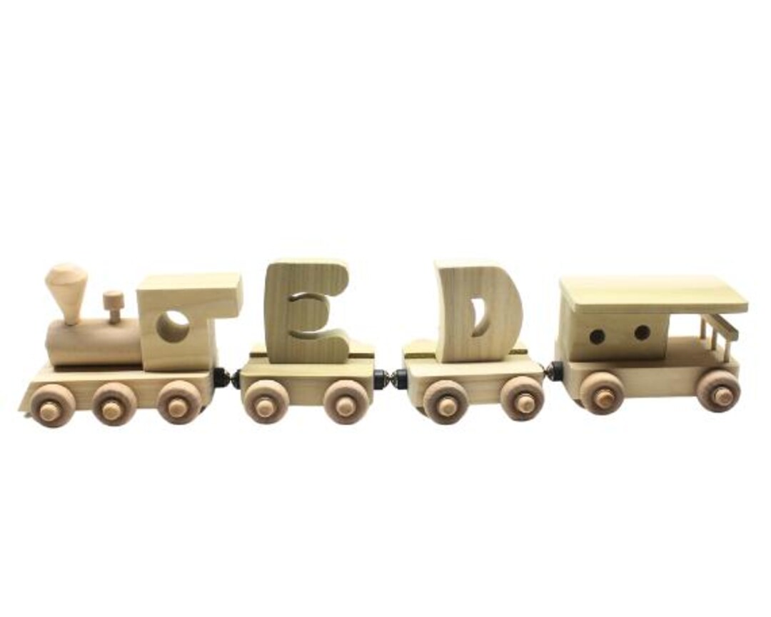 Handcrafted Personalized Wood Toy Train With Engine and Two Cars to ...