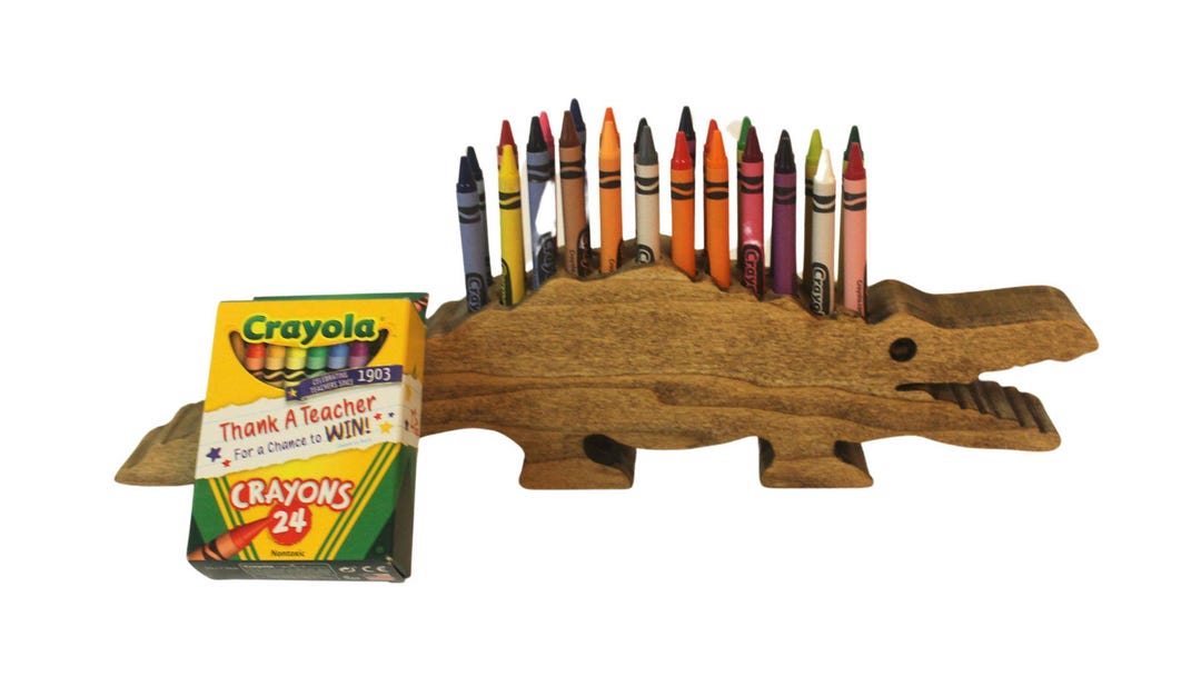 Alligator-shaped Crayon Holder, Handmade From Oak or Poplar. 24 Crayons ...