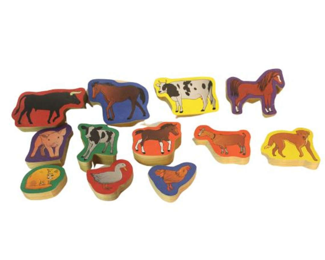 Farm Animal Blocks: Educational Toy, Set of 12 - Etsy