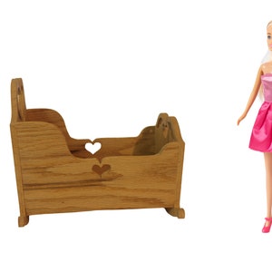 Adorable Barbie Doll Scale Cradle: Handcrafted Oak Miniature Furniture ...