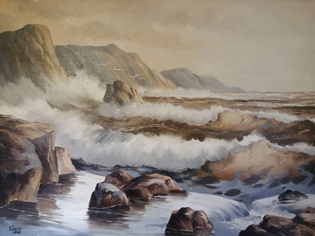 Linda Lee Kinman Coastal Seascape Fine Art Oil Painting on Canvas Well ...