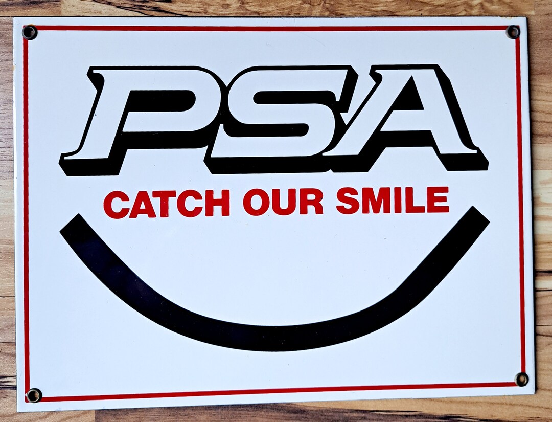 Vintage Porcelain Enameled Metal Sign PSA Airlines Airplane Aviation ...