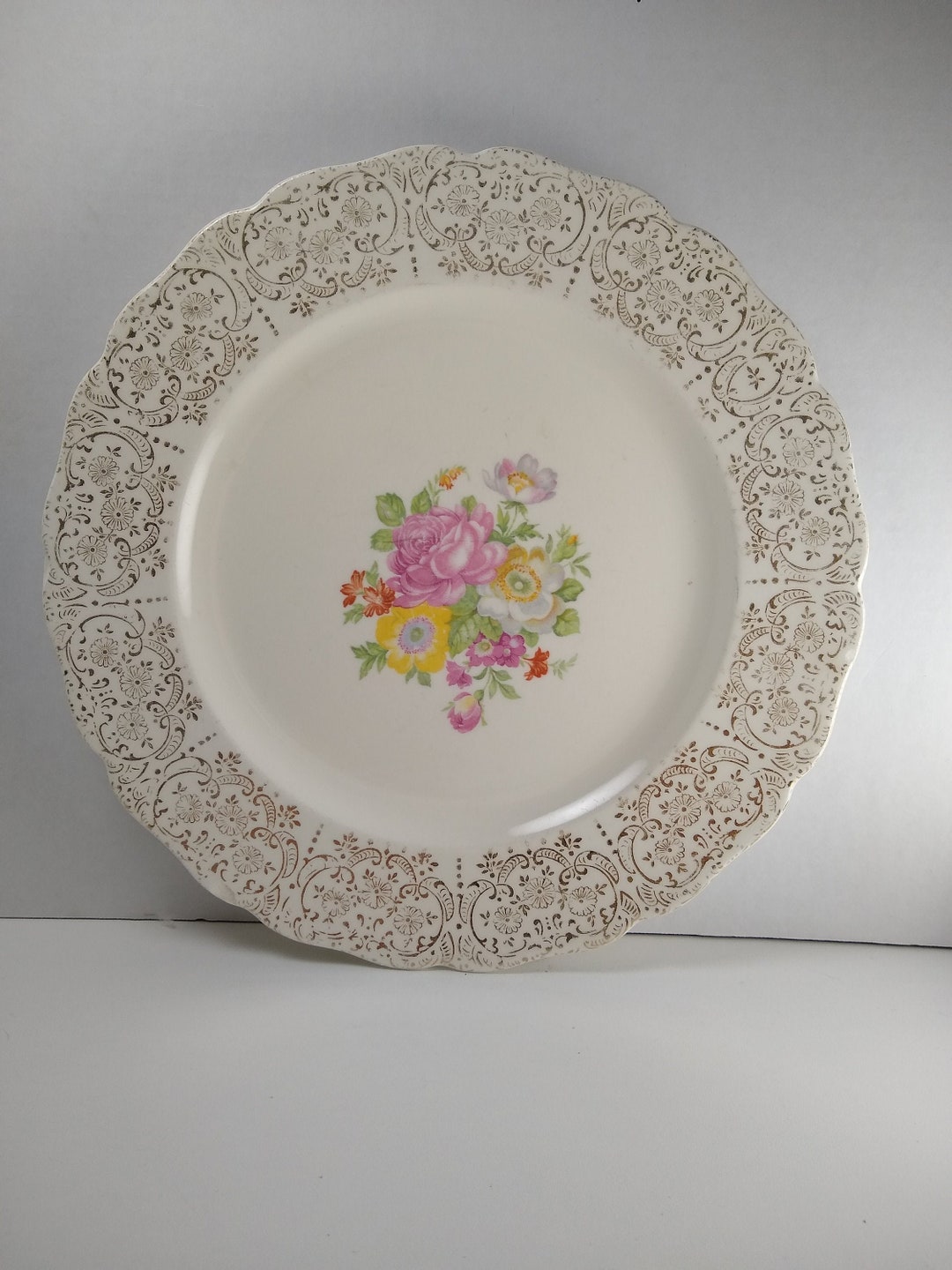 Vintage Keystone Canonsburg Pottery Company Flowered 10" Plate With ...