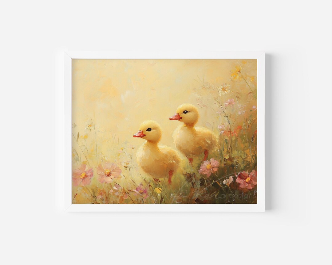 Ducklings Wildflower Meadow Print – Cottagecore Spring Wall Art ...