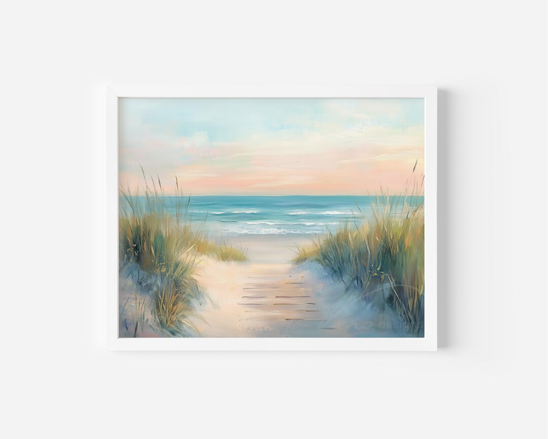 Coastal Beach Path Art – Pastel Dune Seascape (digital Download) - Etsy