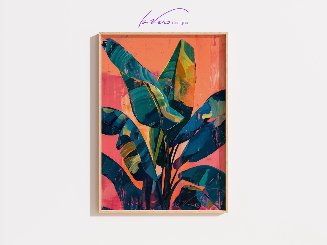 Tropical Banana Leaf Painting, Modern Botanical Art (digital Download ...