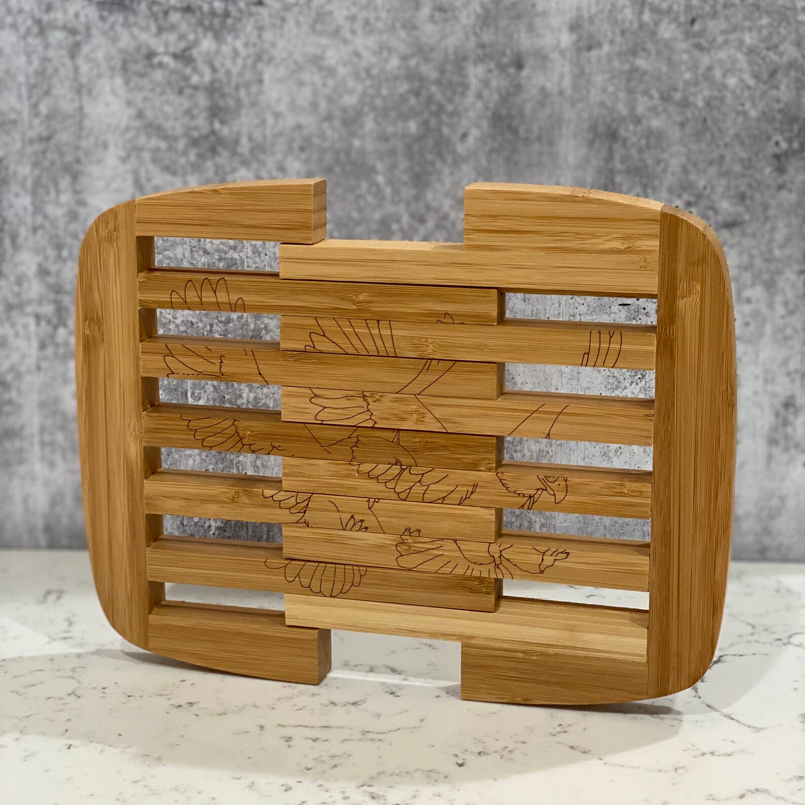 Laser Engraved Bamboo Trivet Expandable Kitchen Trivet - Etsy