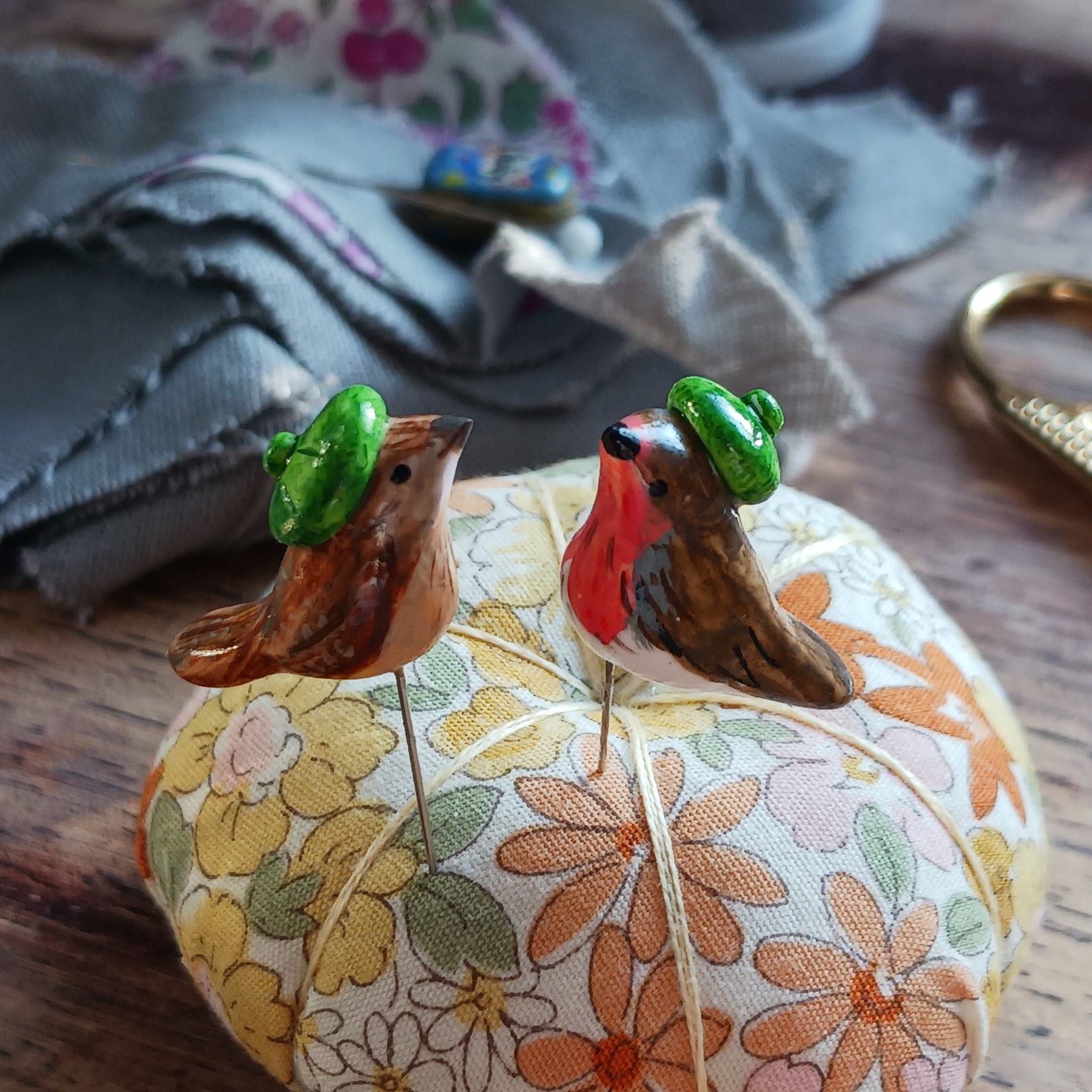 Little Birds With Green Beret Set, Sewing Pins. - Etsy