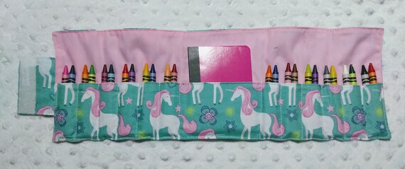 Crayon Roll Unicorns Mini Notebook and 24 Crayola Crayons - Etsy
