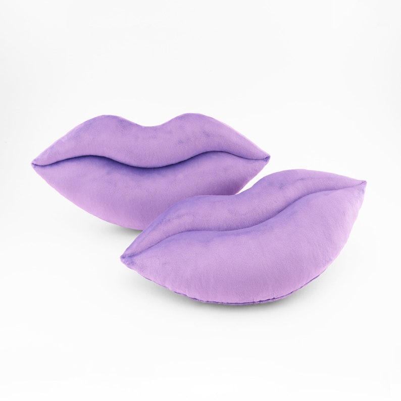 Lavender Lip Shaped Pillow Soft Plush Cuddle Smooch Valentine Throw ...