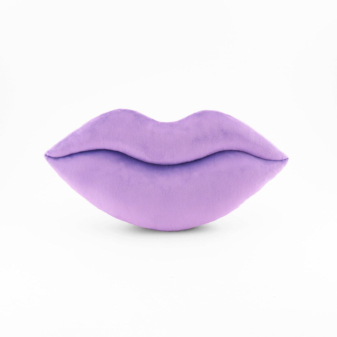 Lavender Lip Shaped Pillow Soft Plush Cuddle Smooch Valentine Throw ...