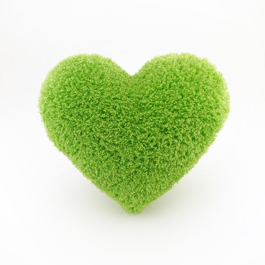 Green Topiary Heart Shaped Curly Shag Decorative Toss Pillow - Small ...
