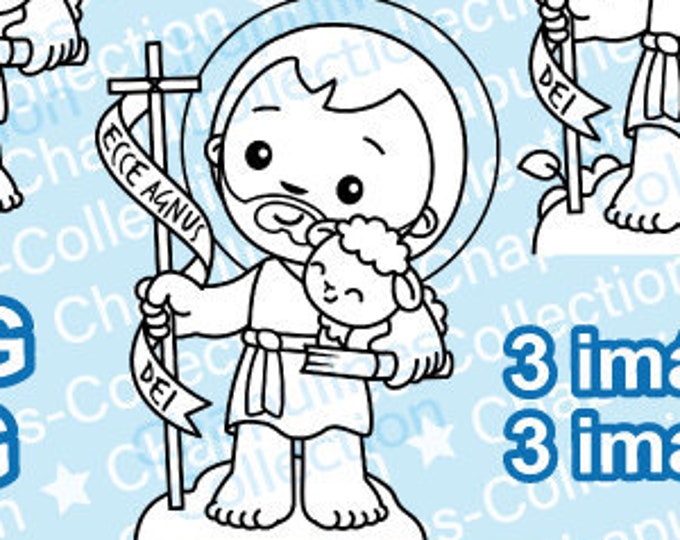 John the Baptist Digital Clipart (black & White Line Art Version ...
