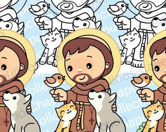 Clipart St. Francis of Assisi Black and White Set 228 | Etsy