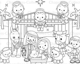 Nativity Clipart Bundle Color and Black/white Sets 215 and | Etsy
