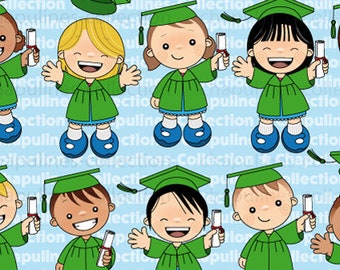 Clipart Graduación Toga Y Birrete Dorado Ilustraciones Niños Etsy