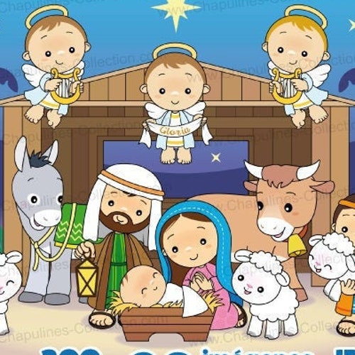 Nativity Clipart Bundle Color and Black/white Sets 215 and - Etsy