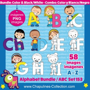 Alphabet Clip Art Bundle, Color and Black/white, From A to Z, PNG ...