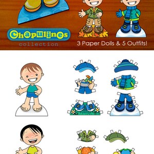 Paper Dolls - Printable - Seasons of the Year - Boys - Full Color - Set ...