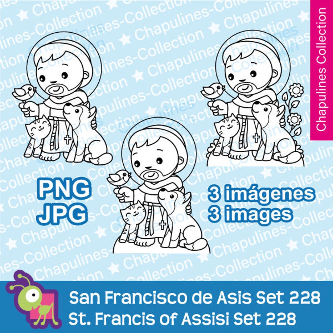 Clipart St. Francis of Assisi - Black and White Set 228 - Instant ...