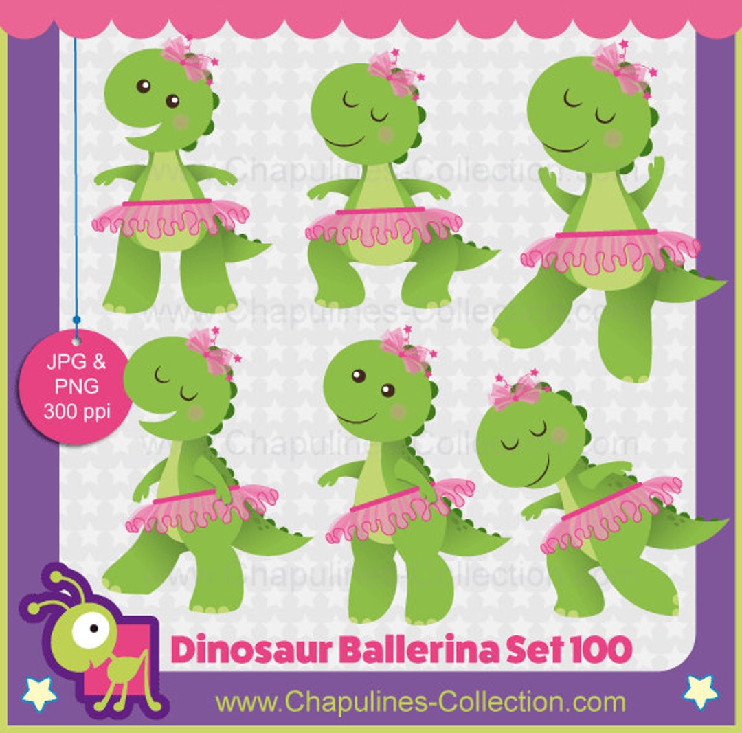 Dinosaur Ballerina Clipart Ballet Illustrations Dinosaur With Tutu ...