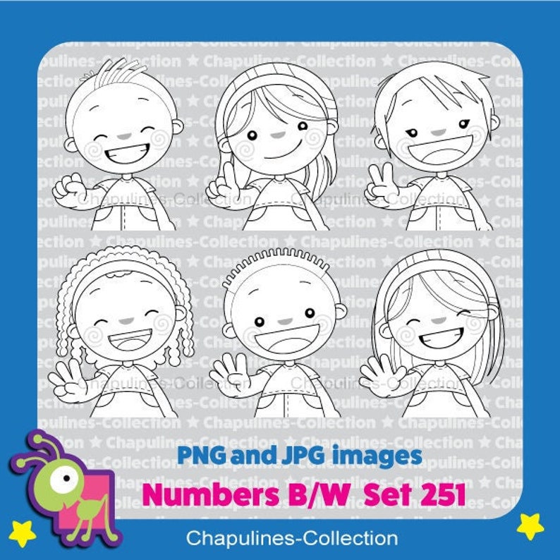 Clipart Números del 0 al 10 en blanco y negro cero al diez Set 251 ...