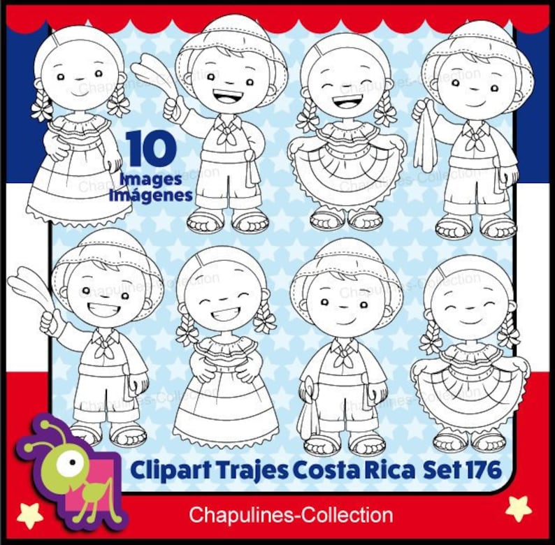 Clipart Costa Rica Black and White PNG Images Set 176 - Etsy