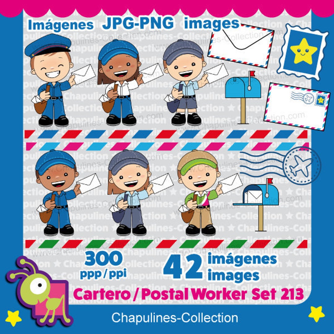 Postal Worker Clipart, Mailman, Mailwoman, Mail Carrier, Mail Set 213 ...
