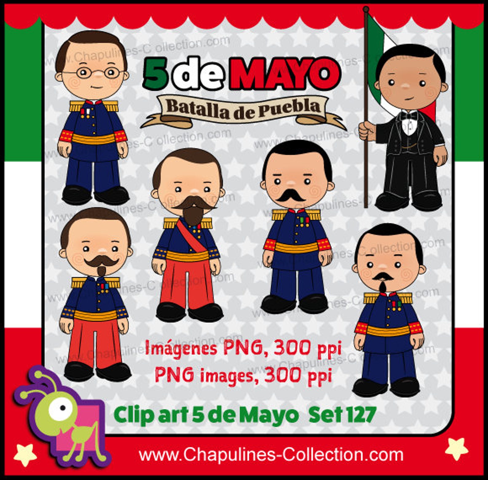 Bundle 5 de Mayo Clipart color and black & white and coloring | Etsy