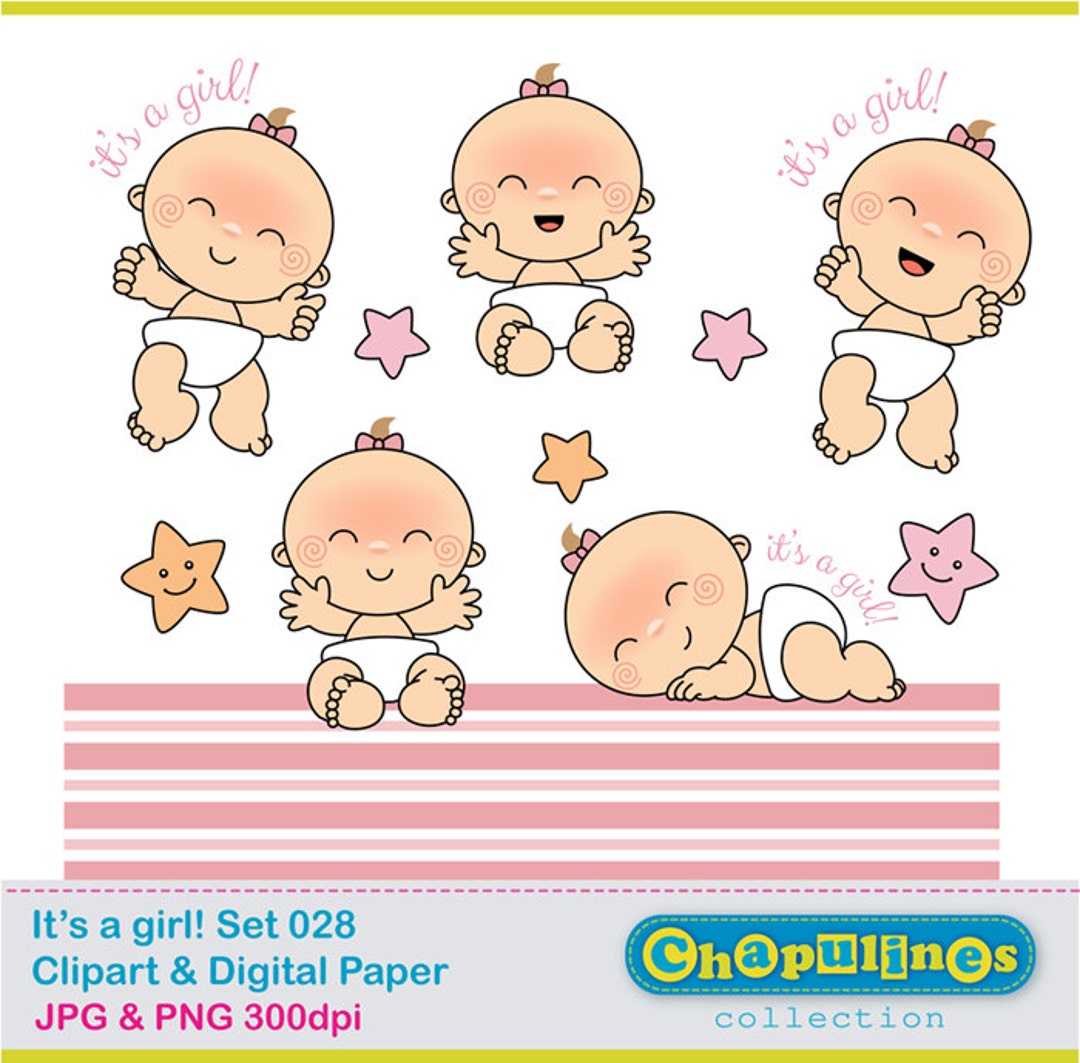 Baby Girl Clipart Baby Shower Clipart, Newborn Illustrations Digital ...