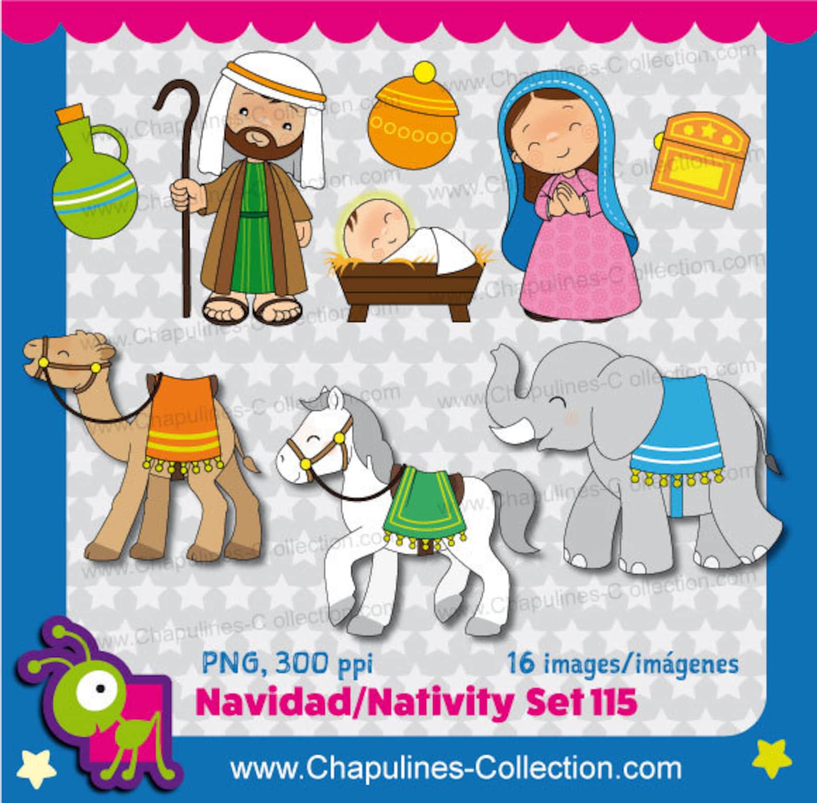 Nativity Clipart Christmas Joseph Mary Baby Jesus three | Etsy