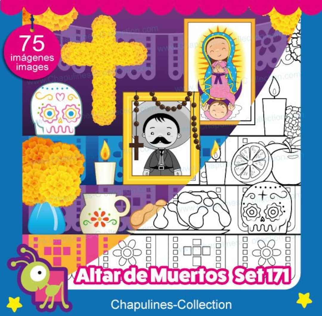 Clipart Altar for the Dead Bundle, Altar De Muertos, Color and Black ...