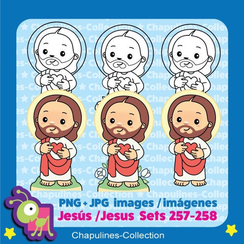 Clipart Jesus Love Bundle Color and Black and White Set - Etsy